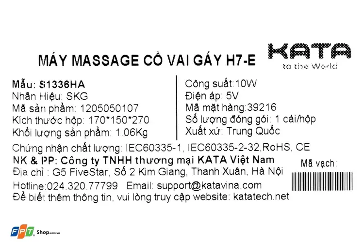 Máy massage cổ vai gáy SKG H7-E chính hãng, giá rẻ